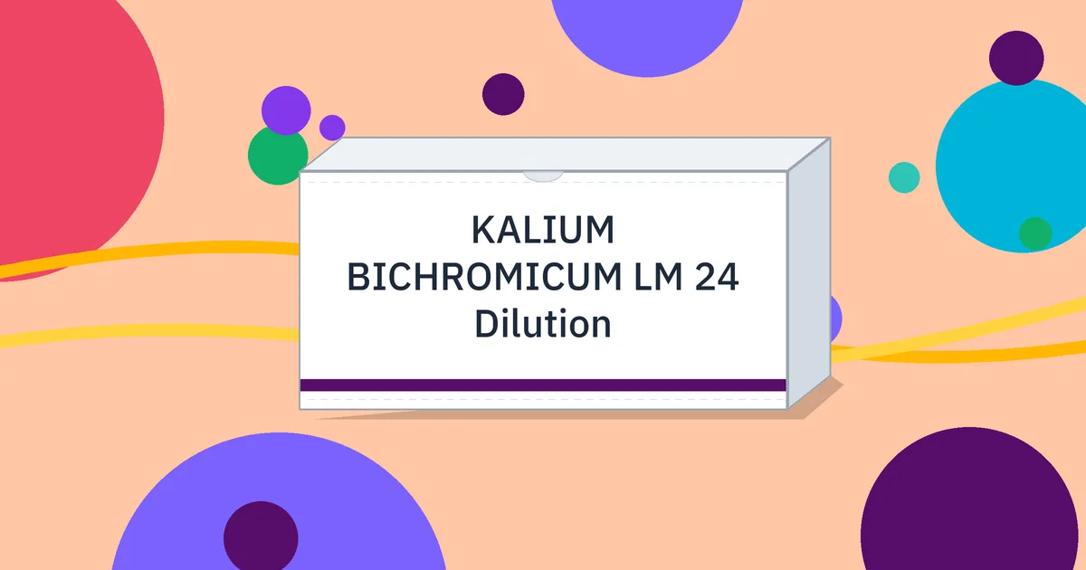 Symbolbild: Packung mit der Aufschrift KALIUM BICHROMICUM LM 24 Dilution (PZN 12917583) – Verfügbarkeit und Bezug in Apotheken in Frankfurt am Main