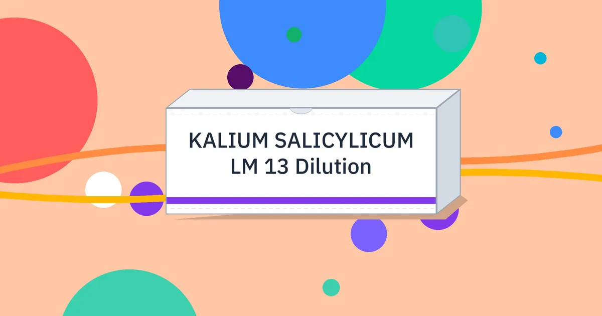Symbolbild: Packung mit der Aufschrift KALIUM SALICYLICUM LM 13 Dilution (PZN 12925430) – Verfügbarkeit und Bezug in Apotheken in Frankfurt am Main