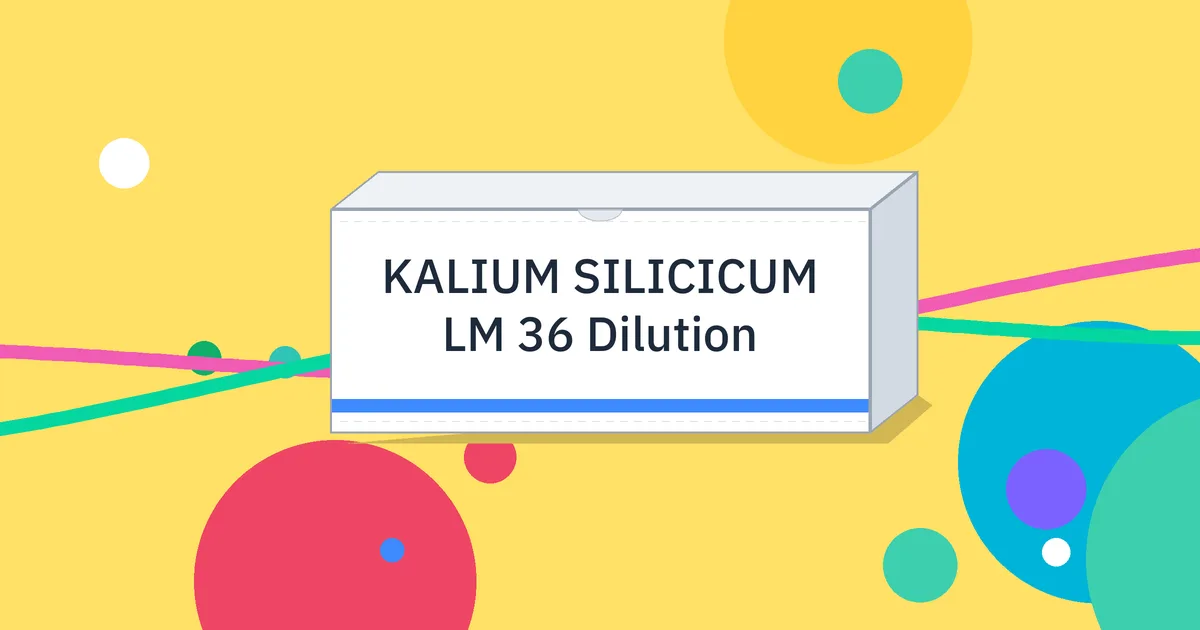 Symbolbild: Packung mit der Aufschrift KALIUM SILICICUM LM 36 Dilution (PZN 12926122) – Verfügbarkeit und Bezug in Apotheken in Frankfurt am Main