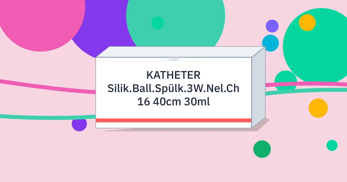 Symbolbild: Packung mit der Aufschrift KATHETER Silik.Ball.Spülk.3W.Nel.Ch 16 40cm 30ml (PZN 07653159) – Verfügbarkeit und Bezug in Apotheken in Frankfurt am Main