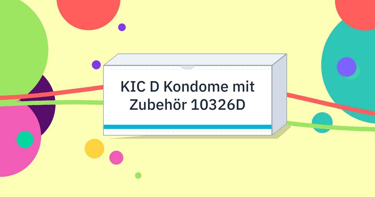 Symbolbild: Packung mit der Aufschrift KIC D Kondome mit Zubehör 10326D (PZN 01268147) – Verfügbarkeit und Bezug in Apotheken in Frankfurt am Main