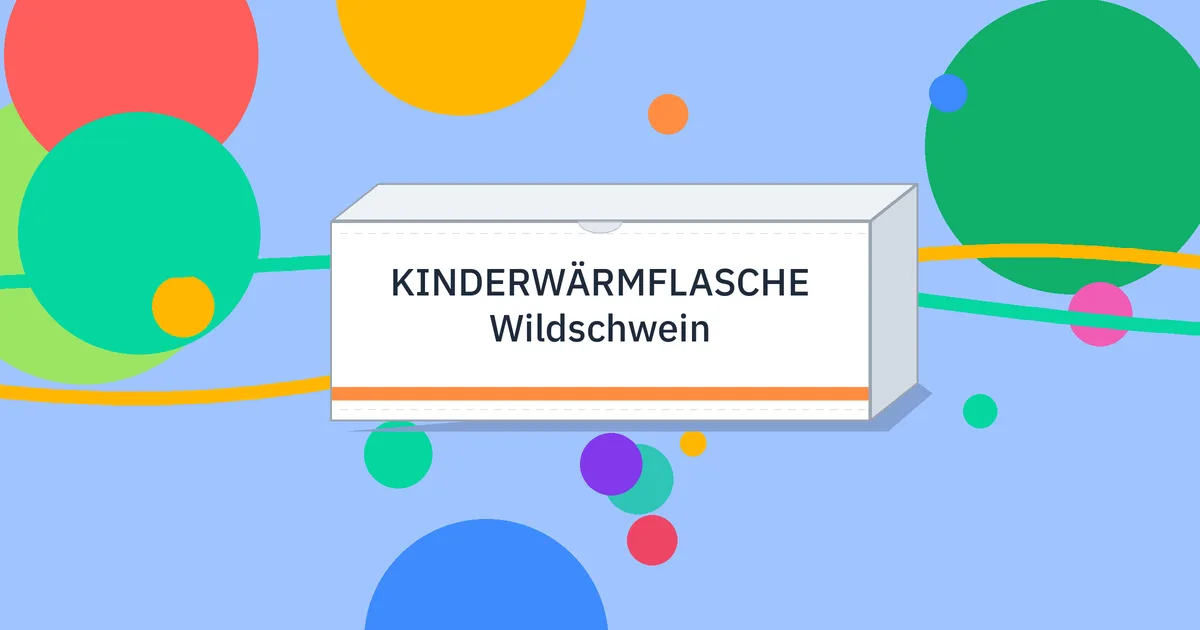 Symbolbild: Packung mit der Aufschrift KINDERWÄRMFLASCHE Wildschwein (PZN 08654818) – Verfügbarkeit und Bezug in Apotheken in Frankfurt am Main