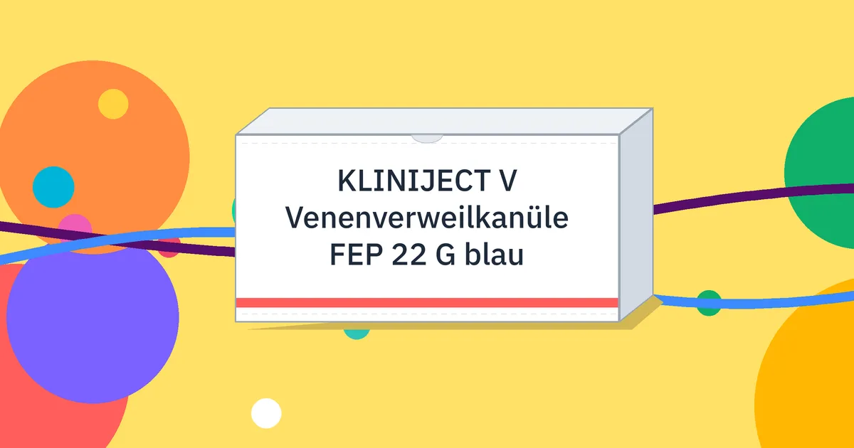 Symbolbild: Packung mit der Aufschrift KLINIJECT V Venenverweilkanüle FEP 22 G blau (PZN 00367597) – Verfügbarkeit und Bezug in Apotheken in Frankfurt am Main
