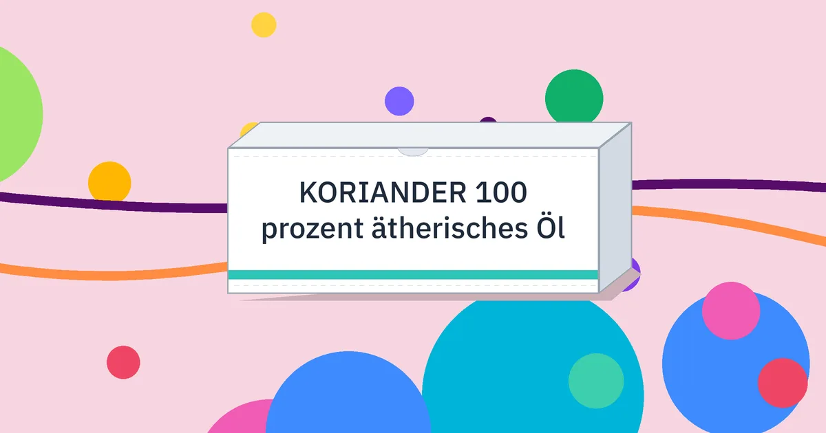 Symbolbild: Packung mit der Aufschrift KORIANDER 100 prozent ätherisches Öl (PZN 07205691) – Verfügbarkeit und Bezug in Apotheken in Frankfurt am Main
