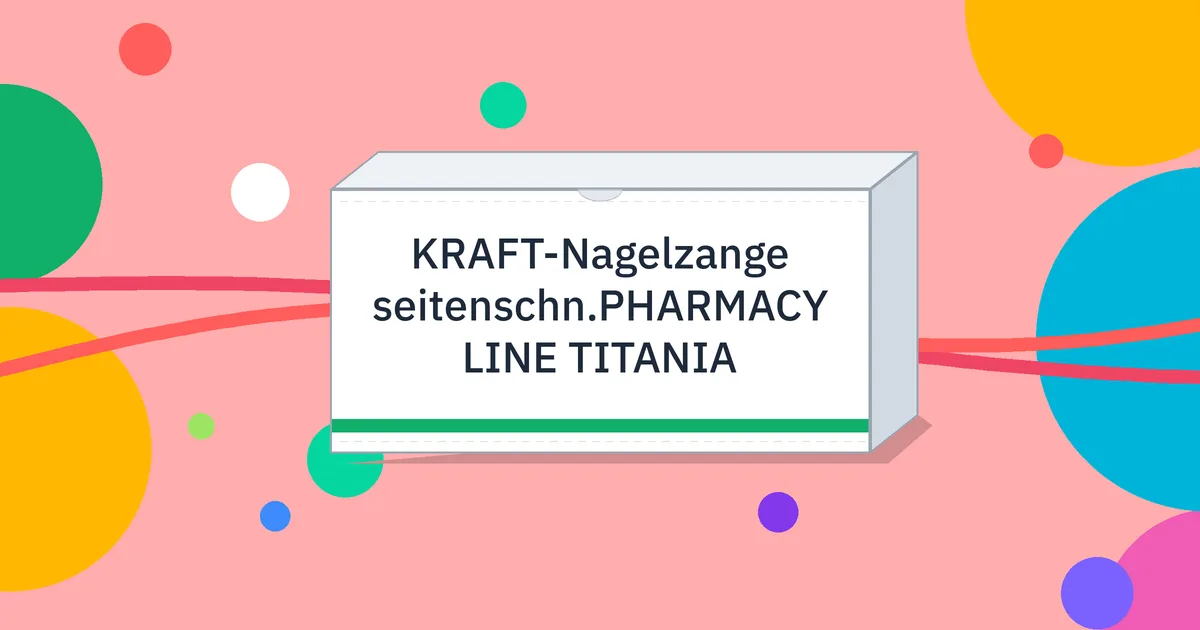 Symbolbild: Packung mit der Aufschrift KRAFT-Nagelzange seitenschn.PHARMACY LINE TITANIA (PZN 13887097) – Verfügbarkeit und Bezug in Apotheken in Frankfurt am Main