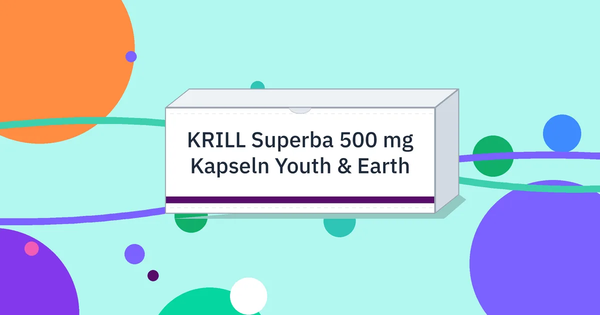 Symbolbild: Packung mit der Aufschrift KRILL Superba 500 mg Kapseln Youth & Earth (PZN 16867764) – Verfügbarkeit und Bezug in Apotheken in Frankfurt am Main