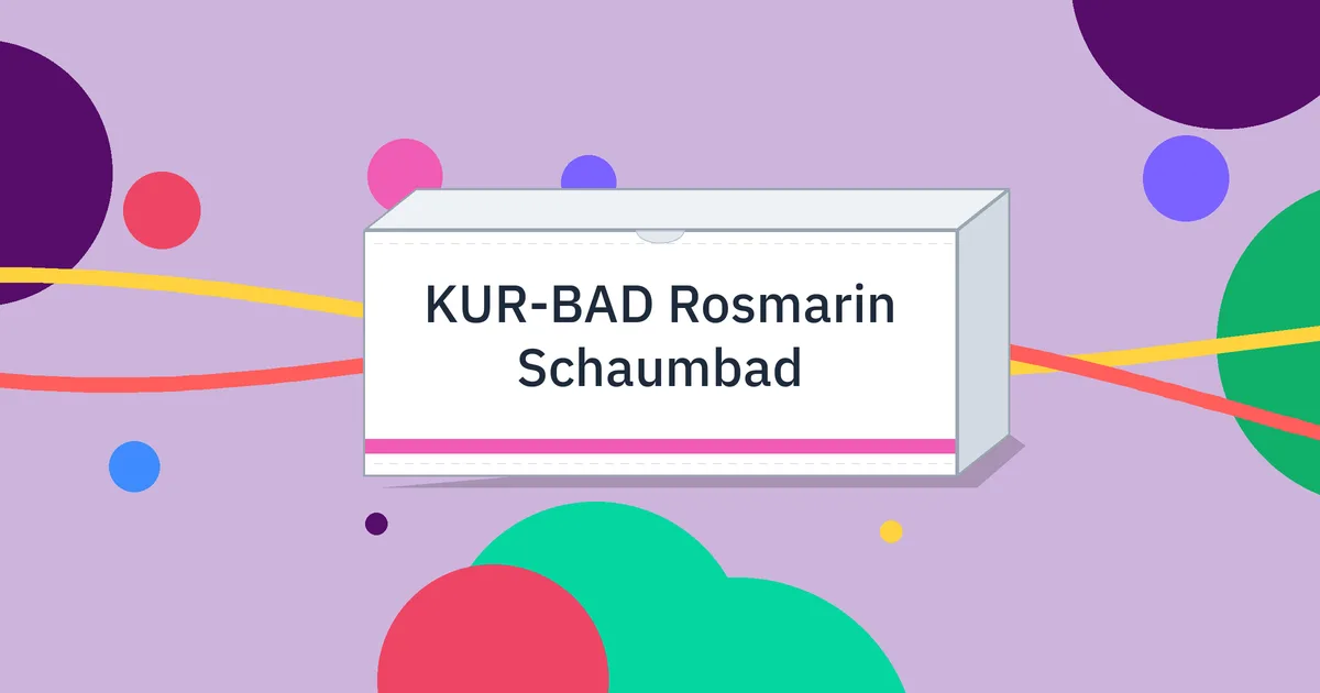 Symbolbild: Packung mit der Aufschrift KUR-BAD Rosmarin Schaumbad (PZN 14263393) – Verfügbarkeit und Bezug in Apotheken in Frankfurt am Main
