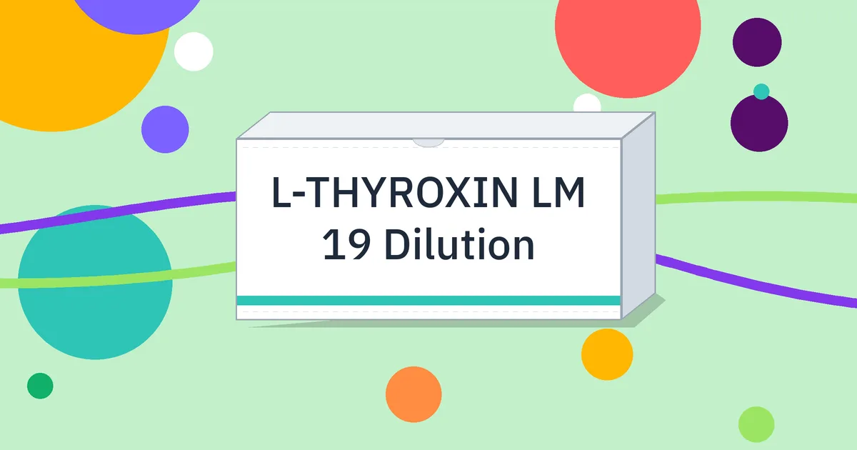 Symbolbild: Packung mit der Aufschrift L-THYROXIN LM 19 Dilution (PZN 12928581) – Verfügbarkeit und Bezug in Apotheken in Frankfurt am Main