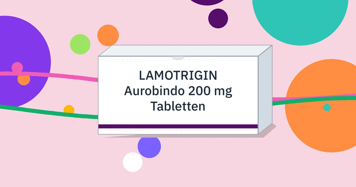 Symbolbild: Packung mit der Aufschrift LAMOTRIGIN Aurobindo 200 mg Tabletten (PZN 07713358) – Verfügbarkeit und Bezug in Apotheken in Frankfurt am Main