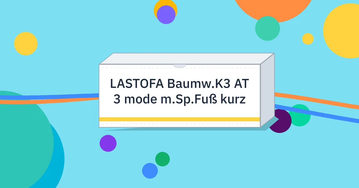 Symbolbild: Packung mit der Aufschrift LASTOFA Baumw.K3 AT 3 mode m.Sp.Fuß kurz (PZN 01957906) – Verfügbarkeit und Bezug in Apotheken in Frankfurt am Main