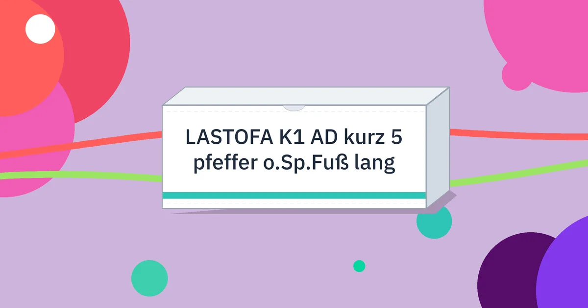 Symbolbild: Packung mit der Aufschrift LASTOFA K1 AD kurz 5 pfeffer o.Sp.Fuß lang (PZN 14146836) – Verfügbarkeit und Bezug in Apotheken in Frankfurt am Main