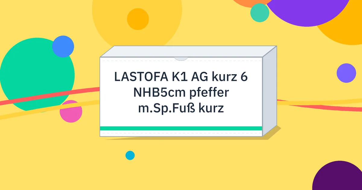 Symbolbild: Packung mit der Aufschrift LASTOFA K1 AG kurz 6 NHB5cm pfeffer m.Sp.Fuß kurz (PZN 13794869) – Verfügbarkeit und Bezug in Apotheken in Frankfurt am Main