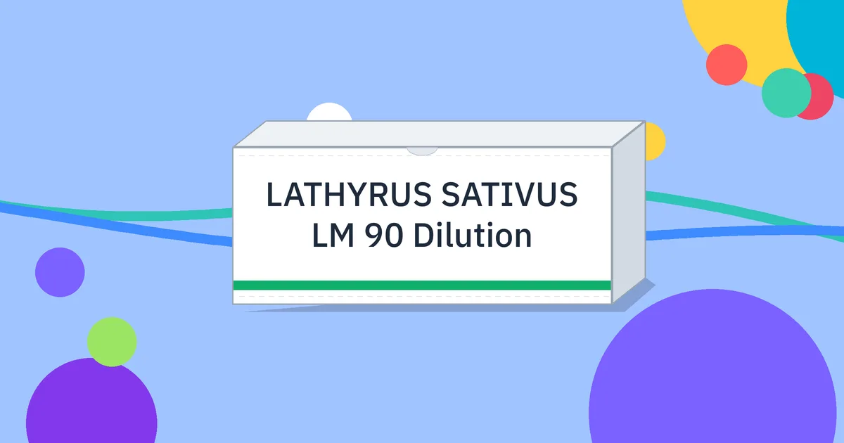 Symbolbild: Packung mit der Aufschrift LATHYRUS SATIVUS LM 90 Dilution (PZN 13523840) – Verfügbarkeit und Bezug in Apotheken in Frankfurt am Main
