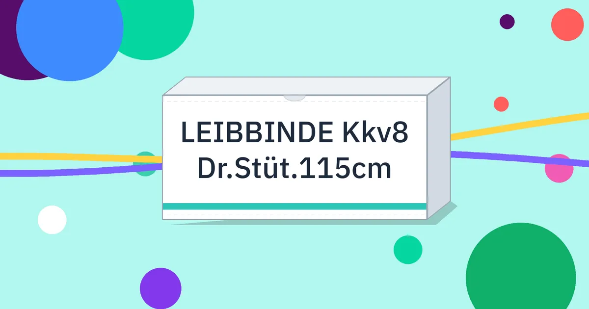 Symbolbild: Packung mit der Aufschrift LEIBBINDE Kkv8 Dr.Stüt.115cm (PZN 01732320) – Verfügbarkeit und Bezug in Apotheken in Frankfurt am Main