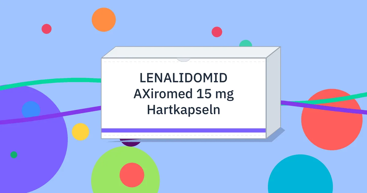 Symbolbild: Packung mit der Aufschrift LENALIDOMID AXiromed 15 mg Hartkapseln (PZN 18488864) – Verfügbarkeit und Bezug in Apotheken in Frankfurt am Main