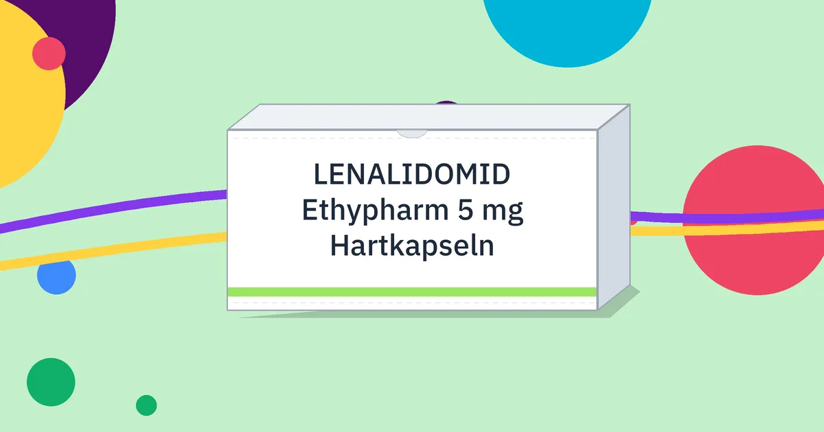 Symbolbild: Packung mit der Aufschrift LENALIDOMID Ethypharm 5 mg Hartkapseln (PZN 17629647) – Verfügbarkeit und Bezug in Apotheken in Frankfurt am Main