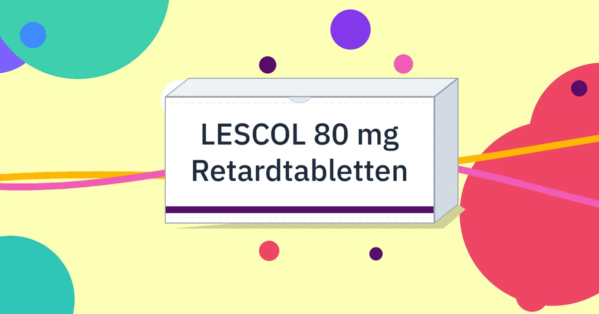 Symbolbild: Packung mit der Aufschrift LESCOL 80 mg Retardtabletten (PZN 13987516) – Verfügbarkeit und Bezug in Apotheken in Frankfurt am Main