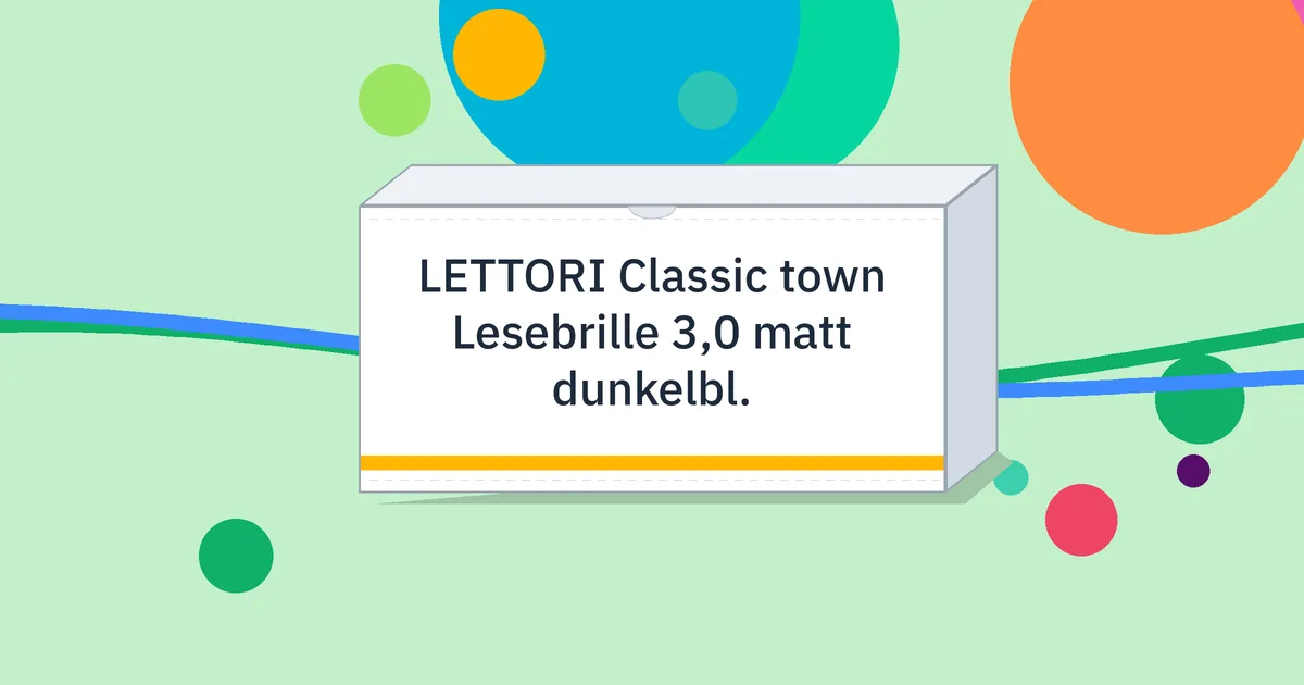 Symbolbild: Packung mit der Aufschrift LETTORI Classic town Lesebrille 3,0 matt dunkelbl. (PZN 11118130) – Verfügbarkeit und Bezug in Apotheken in Frankfurt am Main