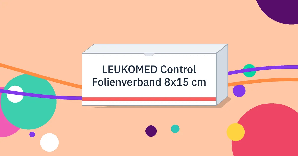 Symbolbild: Packung mit der Aufschrift LEUKOMED Control Folienverband 8x15 cm (PZN 13413531) – Verfügbarkeit und Bezug in Apotheken in Frankfurt am Main