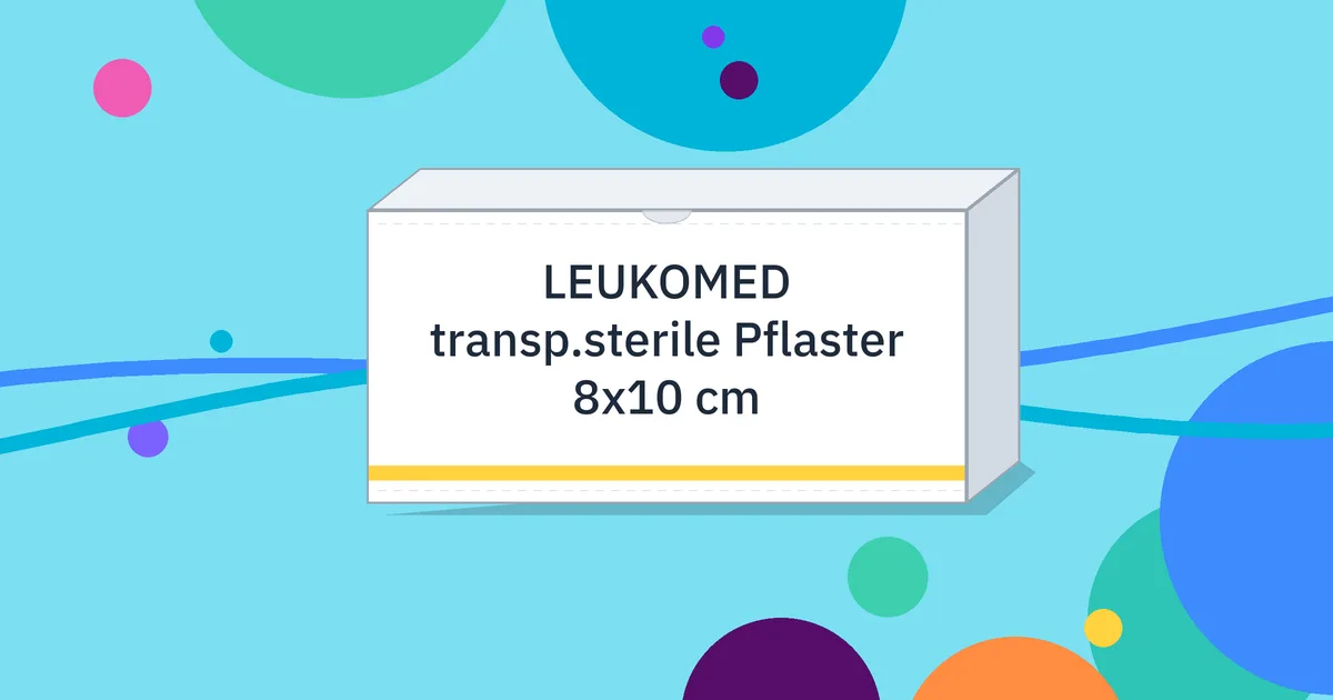 Symbolbild: Packung mit der Aufschrift LEUKOMED transp.sterile Pflaster 8x10 cm (PZN 01050974) – Verfügbarkeit und Bezug in Apotheken in Frankfurt am Main