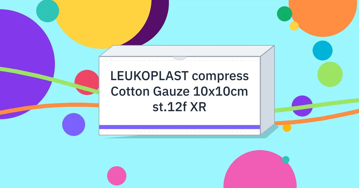Symbolbild: Packung mit der Aufschrift LEUKOPLAST compress Cotton Gauze 10x10cm st.12f XR (PZN 17207998) – Verfügbarkeit und Bezug in Apotheken in Frankfurt am Main