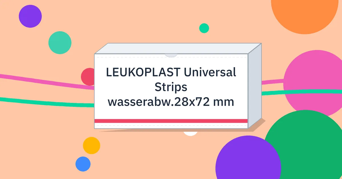 Symbolbild: Packung mit der Aufschrift LEUKOPLAST Universal Strips wasserabw.28x72 mm (PZN 14284745) – Verfügbarkeit und Bezug in Apotheken in Frankfurt am Main