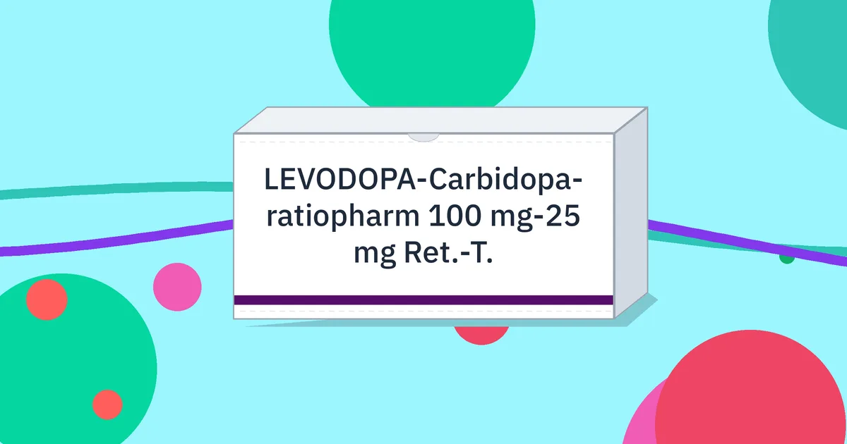 Symbolbild: Packung mit der Aufschrift LEVODOPA-Carbidopa-ratiopharm 100 mg-25 mg Ret.-T. (PZN 10397493) – Verfügbarkeit und Bezug in Apotheken in Frankfurt am Main