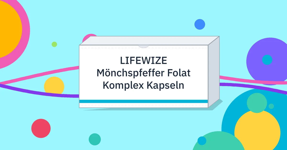 Symbolbild: Packung mit der Aufschrift LIFEWIZE Mönchspfeffer Folat Komplex Kapseln (PZN 17276723) – Verfügbarkeit und Bezug in Apotheken in Frankfurt am Main