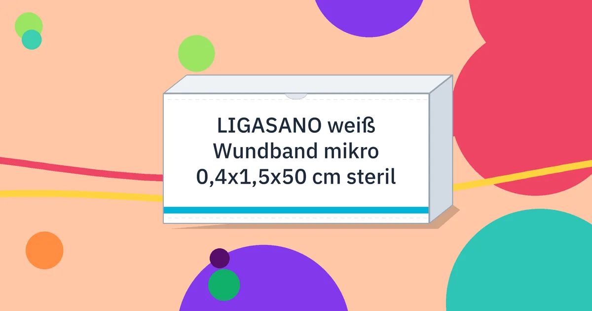 Symbolbild: Packung mit der Aufschrift LIGASANO weiß Wundband mikro 0,4x1,5x50 cm steril (PZN 17251545) – Verfügbarkeit und Bezug in Apotheken in Frankfurt am Main