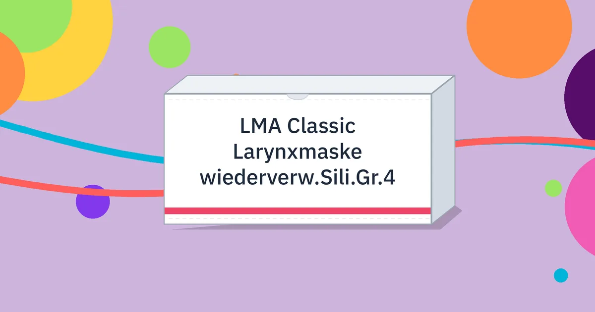 Symbolbild: Packung mit der Aufschrift LMA Classic Larynxmaske wiederverw.Sili.Gr.4 (PZN 10833801) – Verfügbarkeit und Bezug in Apotheken in Frankfurt am Main
