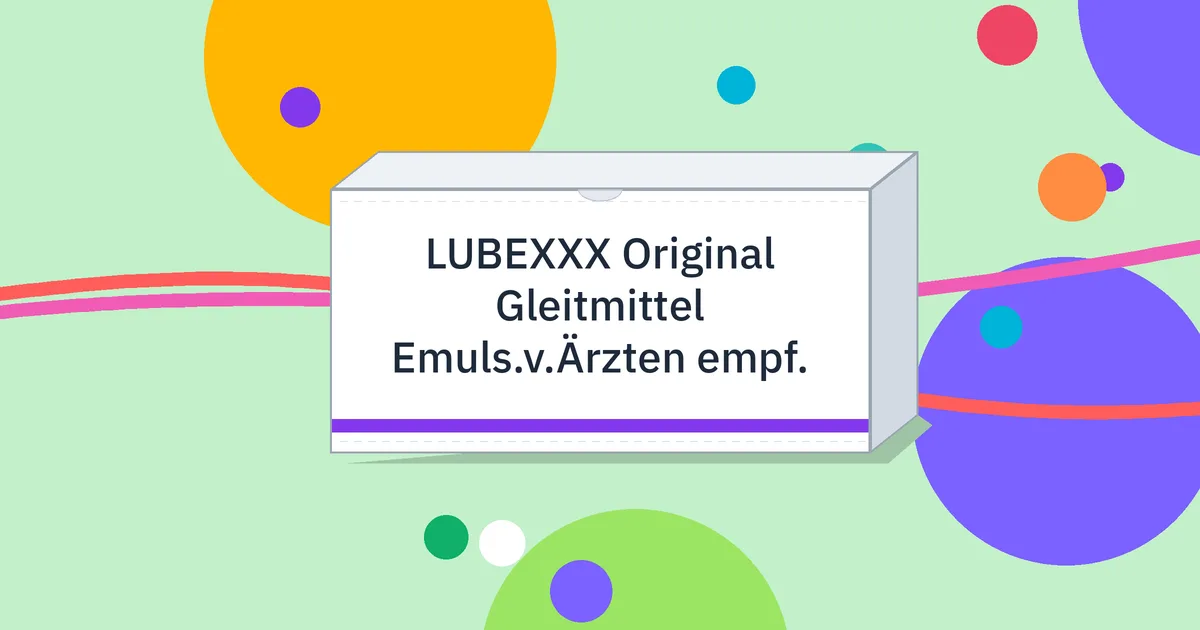 Symbolbild: Packung mit der Aufschrift LUBEXXX Original Gleitmittel Emuls.v.Ärzten empf. (PZN 19223613) – Verfügbarkeit und Bezug in Apotheken in Frankfurt am Main
