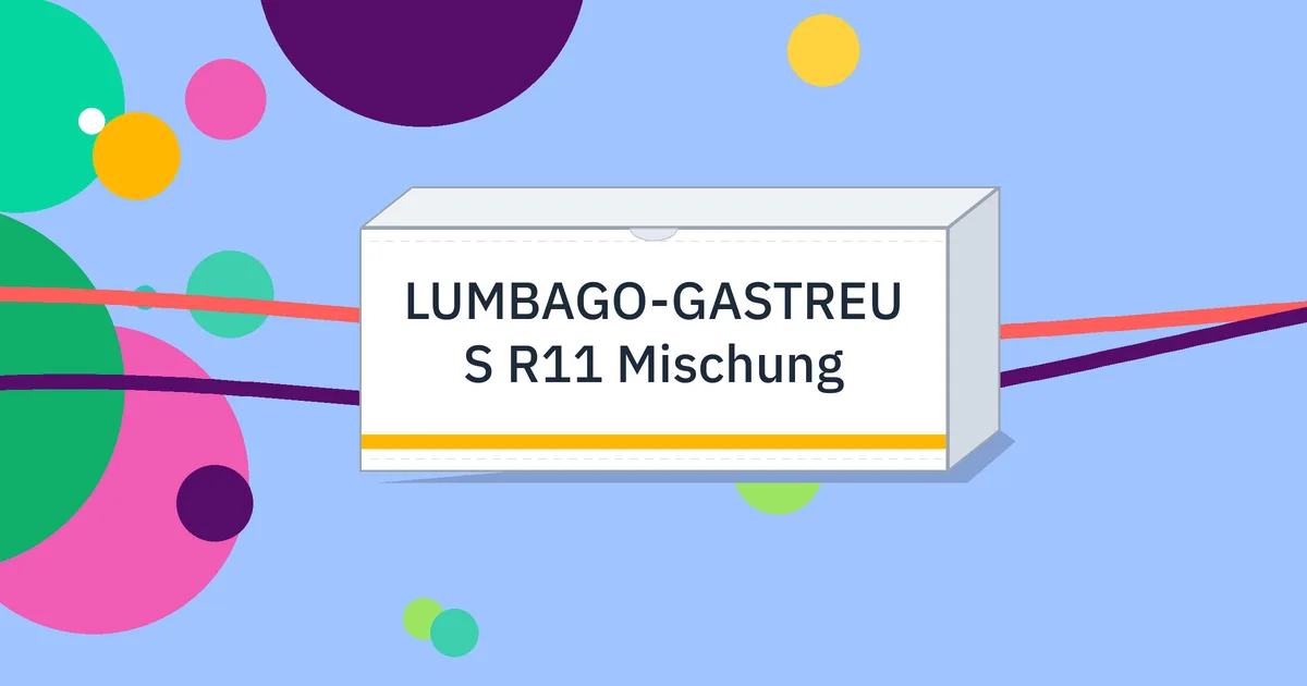 Symbolbild: Packung mit der Aufschrift LUMBAGO-GASTREU S R11 Mischung (PZN 01686672) – Verfügbarkeit und Bezug in Apotheken in Frankfurt am Main