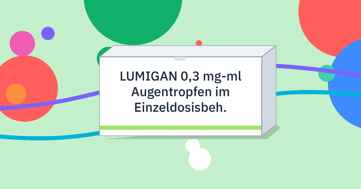 Symbolbild: Packung mit der Aufschrift LUMIGAN 0,3 mg-ml Augentropfen im Einzeldosisbeh. (PZN 17199253) – Verfügbarkeit und Bezug in Apotheken in Frankfurt am Main