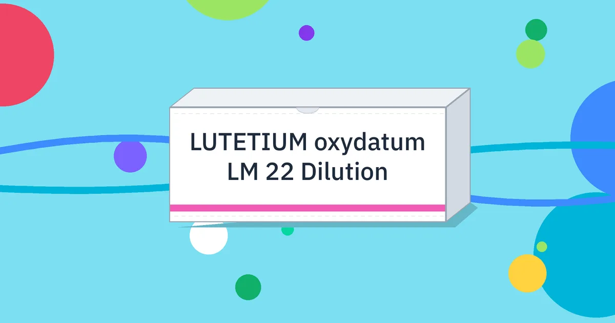 Symbolbild: Packung mit der Aufschrift LUTETIUM oxydatum LM 22 Dilution (PZN 12934914) – Verfügbarkeit und Bezug in Apotheken in Frankfurt am Main