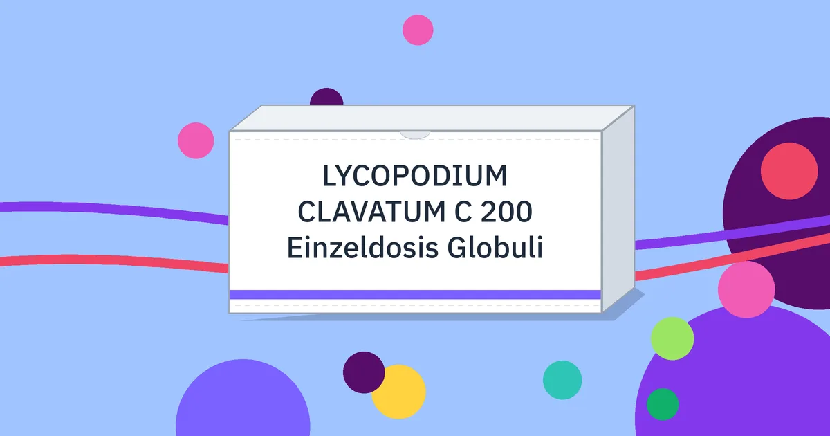 Symbolbild: Packung mit der Aufschrift LYCOPODIUM CLAVATUM C 200 Einzeldosis Globuli (PZN 01543694) – Verfügbarkeit und Bezug in Apotheken in Frankfurt am Main