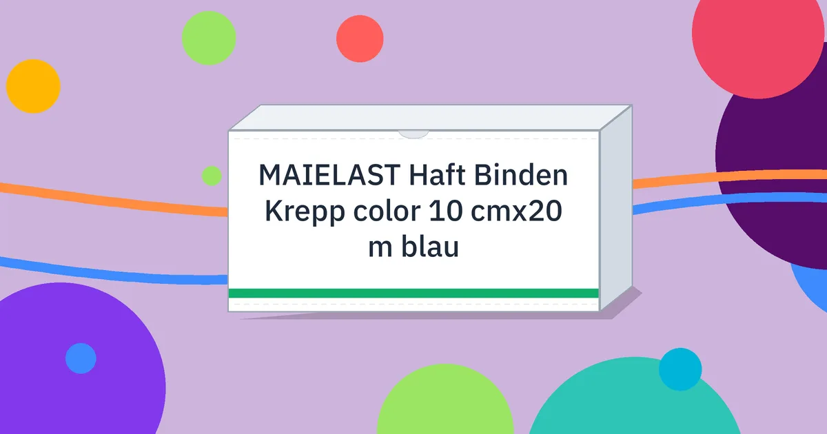 Symbolbild: Packung mit der Aufschrift MAIELAST Haft Binden Krepp color 10 cmx20 m blau (PZN 00337136) – Verfügbarkeit und Bezug in Apotheken in Frankfurt am Main