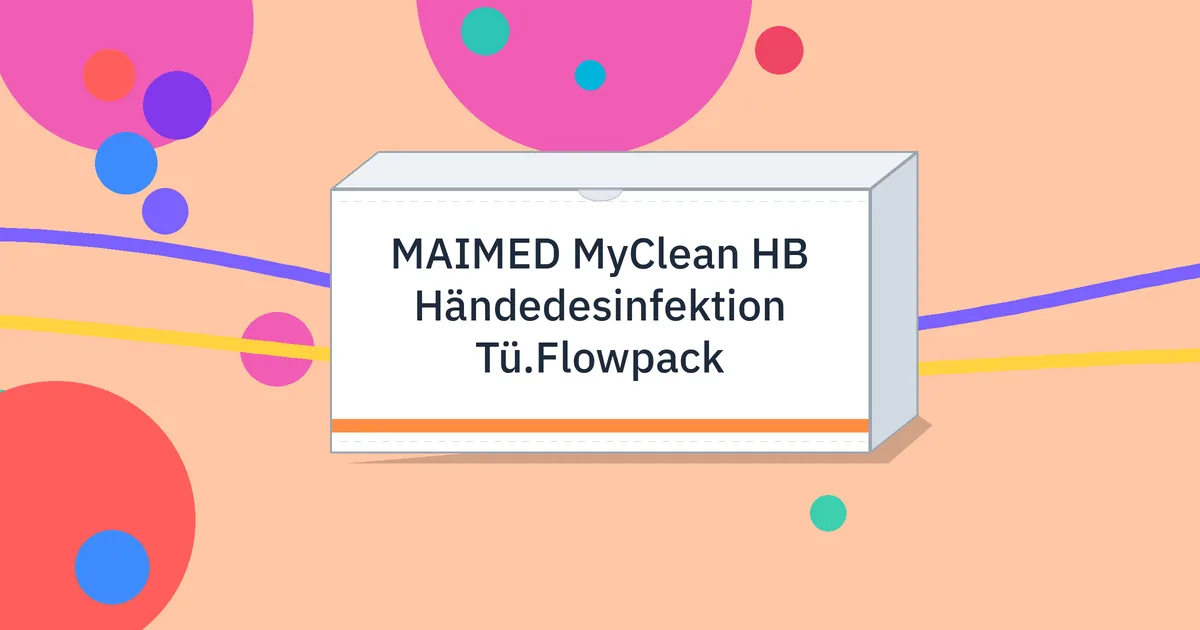Symbolbild: Packung mit der Aufschrift MAIMED MyClean HB Händedesinfektion Tü.Flowpack (PZN 20086311) – Verfügbarkeit und Bezug in Apotheken in Frankfurt am Main