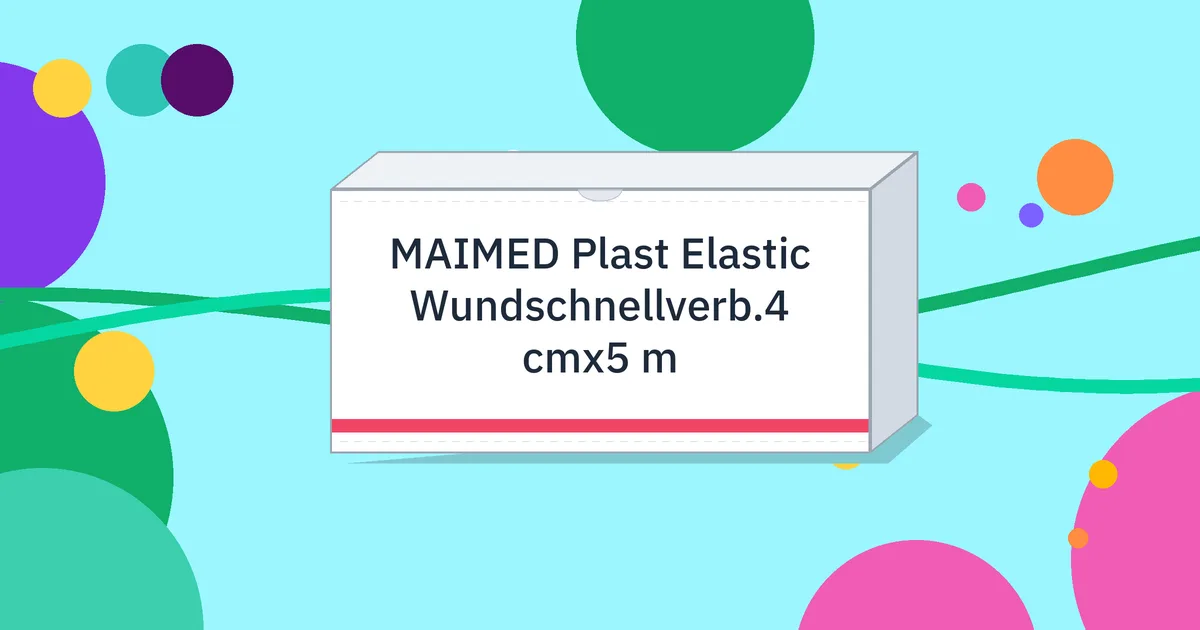 Symbolbild: Packung mit der Aufschrift MAIMED Plast Elastic Wundschnellverb.4 cmx5 m (PZN 04002898) – Verfügbarkeit und Bezug in Apotheken in Frankfurt am Main
