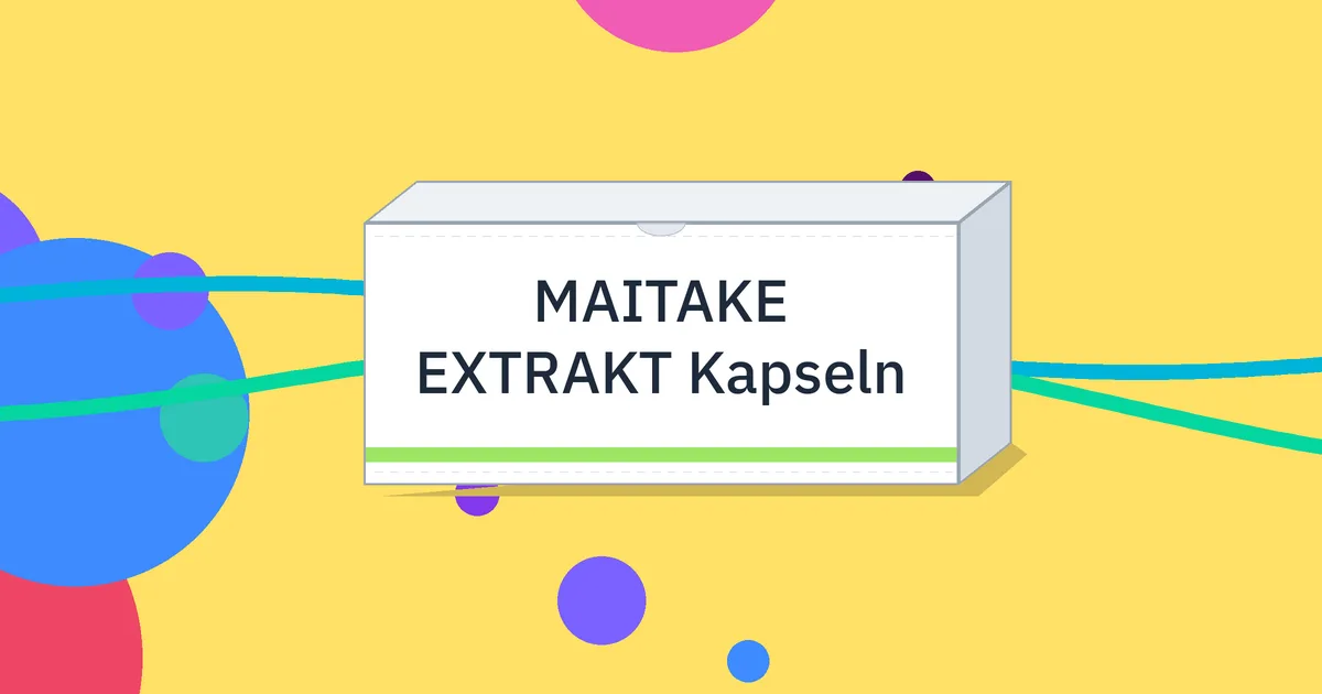 Symbolbild: Packung mit der Aufschrift MAITAKE EXTRAKT Kapseln (PZN 17589391) – Verfügbarkeit und Bezug in Apotheken in Frankfurt am Main