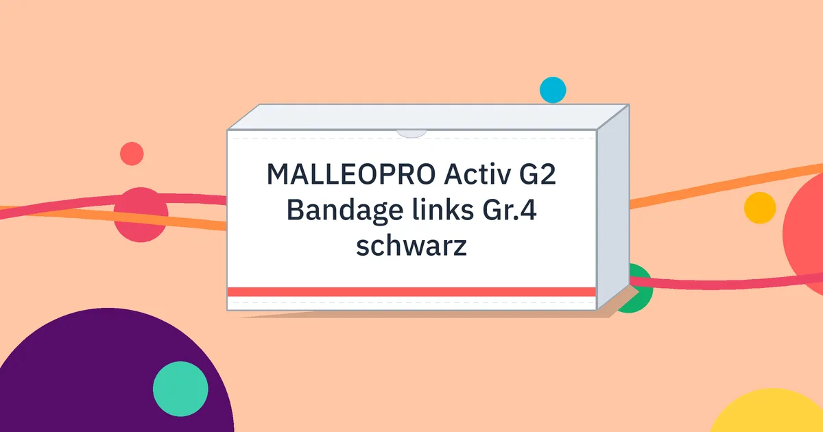 Symbolbild: Packung mit der Aufschrift MALLEOPRO Activ G2 Bandage links Gr.4 schwarz (PZN 09730970) – Verfügbarkeit und Bezug in Apotheken in Frankfurt am Main