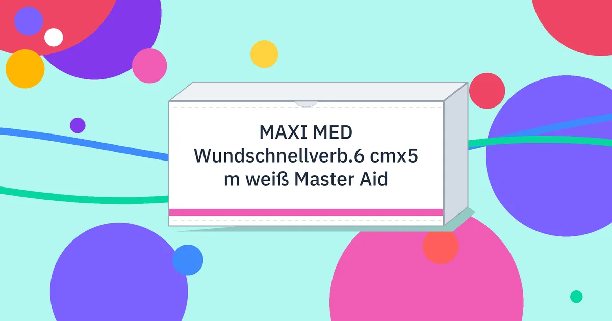 Symbolbild: Packung mit der Aufschrift MAXI MED Wundschnellverb.6 cmx5 m weiß Master Aid (PZN 20128541) – Verfügbarkeit und Bezug in Apotheken in Frankfurt am Main