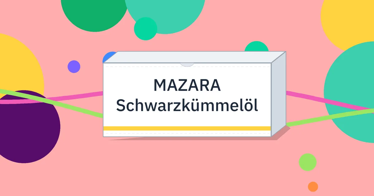 Symbolbild: Packung mit der Aufschrift MAZARA Schwarzkümmelöl (PZN 14415874) – Verfügbarkeit und Bezug in Apotheken in Frankfurt am Main