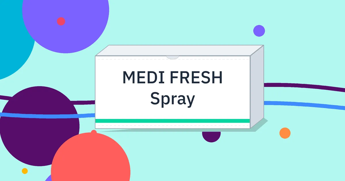 Symbolbild: Packung mit der Aufschrift MEDI FRESH Spray (PZN 18074430) – Verfügbarkeit und Bezug in Apotheken in Frankfurt am Main
