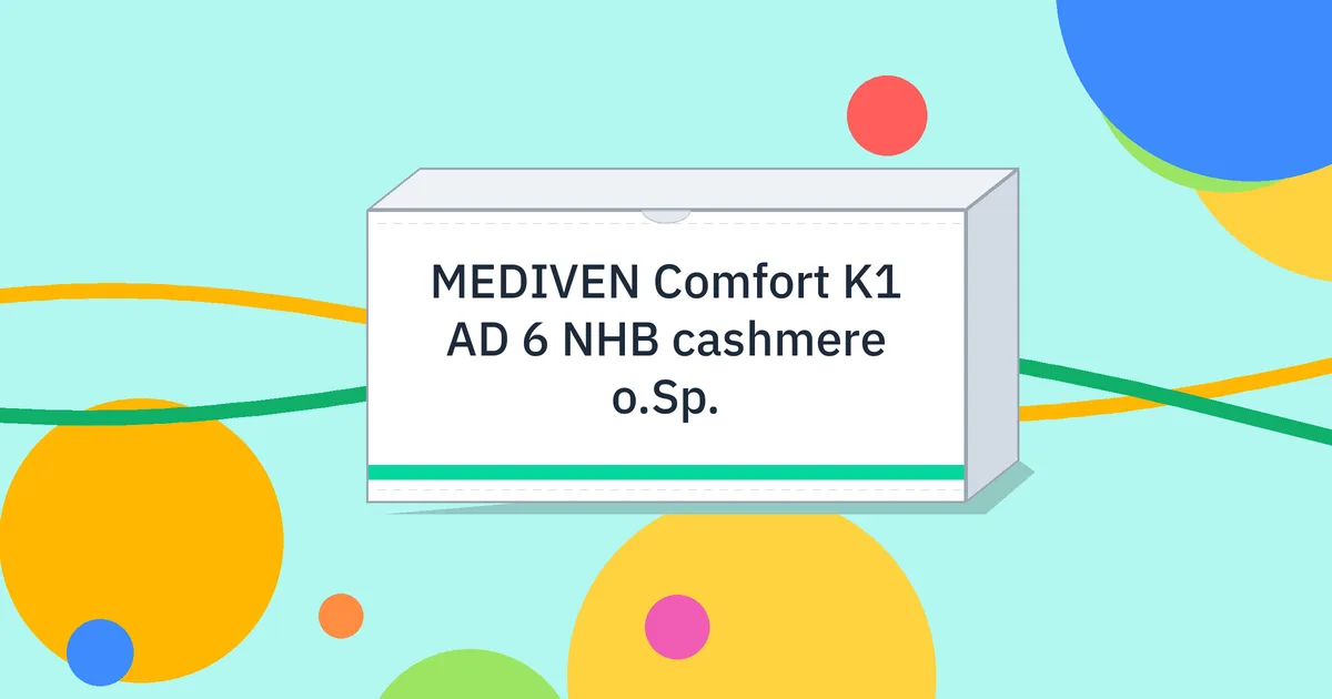 Symbolbild: Packung mit der Aufschrift MEDIVEN Comfort K1 AD 6 NHB cashmere o.Sp. (PZN 14658915) – Verfügbarkeit und Bezug in Apotheken in Frankfurt am Main