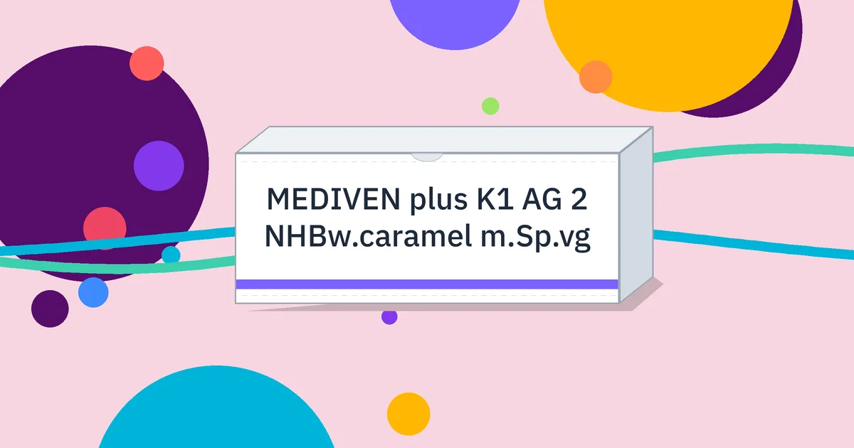 Symbolbild: Packung mit der Aufschrift MEDIVEN plus K1 AG 2 NHBw.caramel m.Sp.vg (PZN 15924187) – Verfügbarkeit und Bezug in Apotheken in Frankfurt am Main