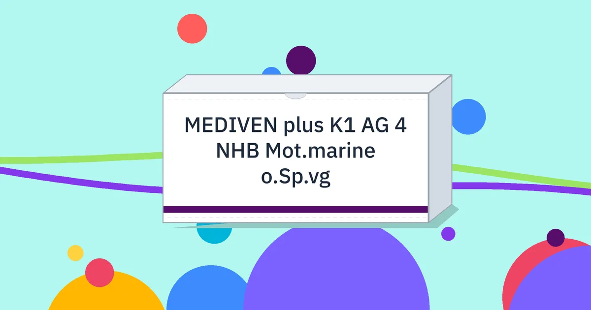 Symbolbild: Packung mit der Aufschrift MEDIVEN plus K1 AG 4 NHB Mot.marine o.Sp.vg (PZN 15916408) – Verfügbarkeit und Bezug in Apotheken in Frankfurt am Main