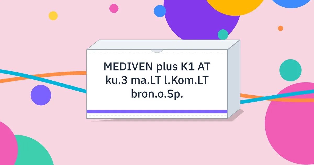 Symbolbild: Packung mit der Aufschrift MEDIVEN plus K1 AT ku.3 ma.LT l.Kom.LT bron.o.Sp. (PZN 15072301) – Verfügbarkeit und Bezug in Apotheken in Frankfurt am Main
