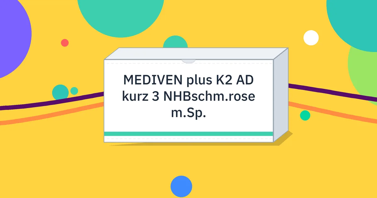 Symbolbild: Packung mit der Aufschrift MEDIVEN plus K2 AD kurz 3 NHBschm.rose m.Sp. (PZN 15926507) – Verfügbarkeit und Bezug in Apotheken in Frankfurt am Main