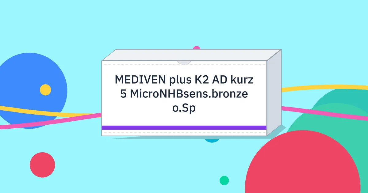 Symbolbild: Packung mit der Aufschrift MEDIVEN plus K2 AD kurz 5 MicroNHBsens.bronze o.Sp (PZN 15934317) – Verfügbarkeit und Bezug in Apotheken in Frankfurt am Main