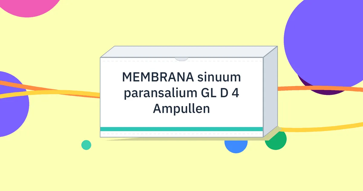 Symbolbild: Packung mit der Aufschrift MEMBRANA sinuum paransalium GL D 4 Ampullen (PZN 03355933) – Verfügbarkeit und Bezug in Apotheken in Frankfurt am Main